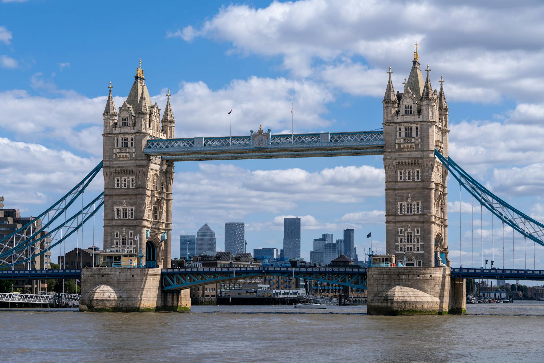 Tower Bridge spanning the River Thames in London with a clear sky