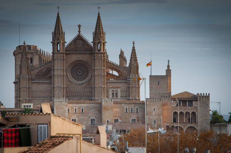 Palma Cathedral in Mallorca Spain captured during a sunny day