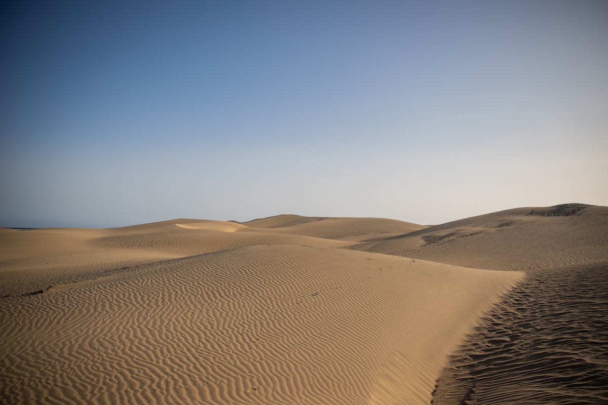 Vast sand dunes at Maspalomas nature reserve in Gran Canaria