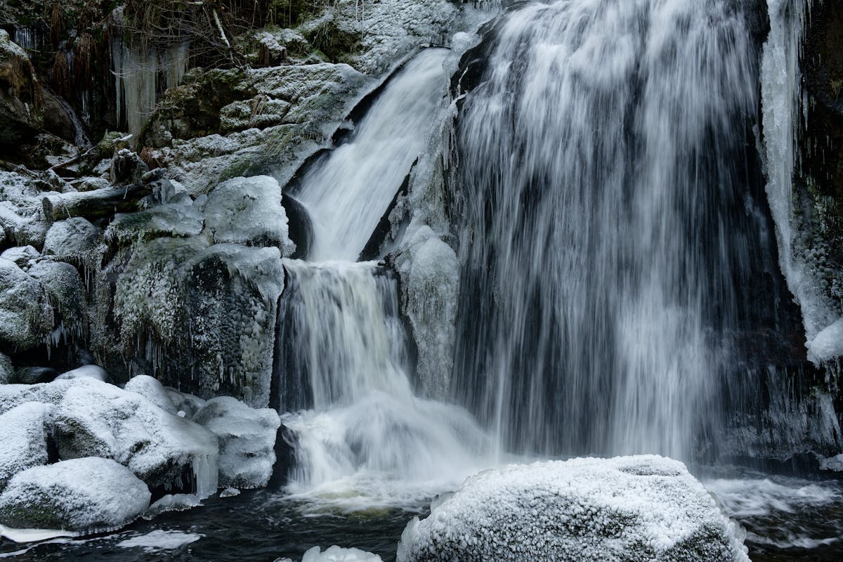 A stunning view of a frozen waterfall in Triberg Black Forest Germany