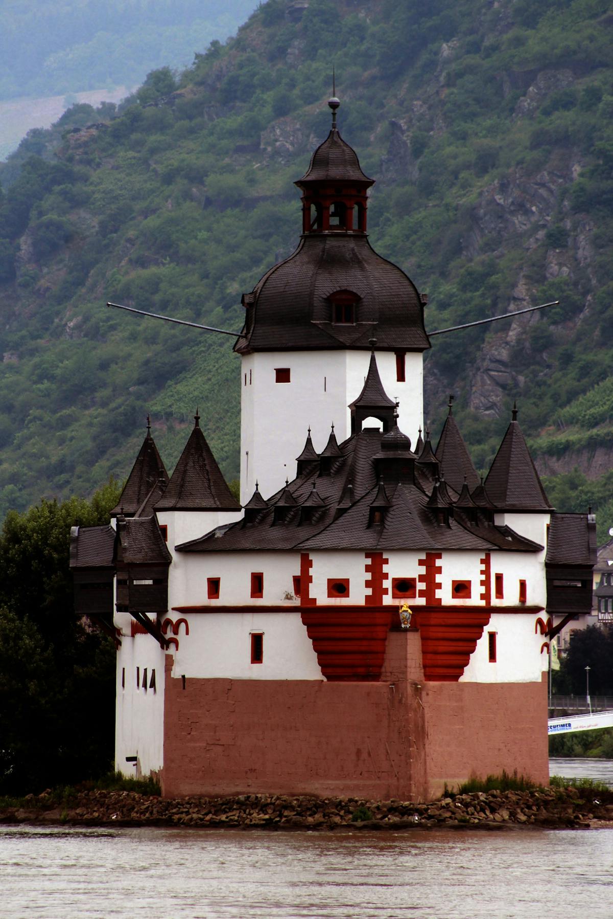 Pfalzgrafenstein Castle on a small island in the Rhine River