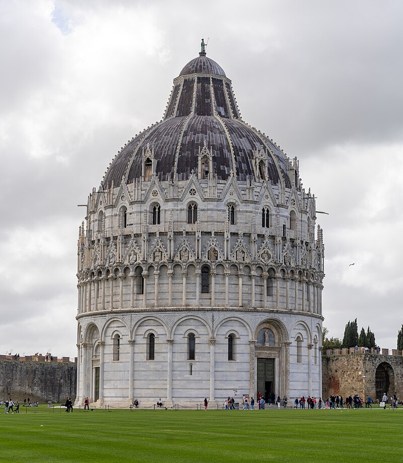 The Baptistery of St John in Pisa with its dome and Gothic details