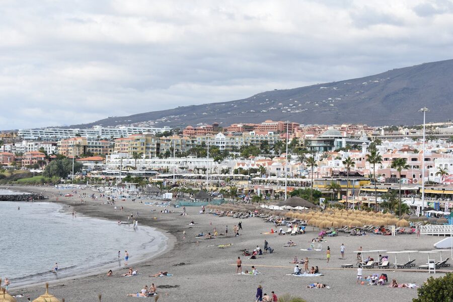 Relaxing beach scene at Playa de Fanabe in Costa Adeje, Tenerife