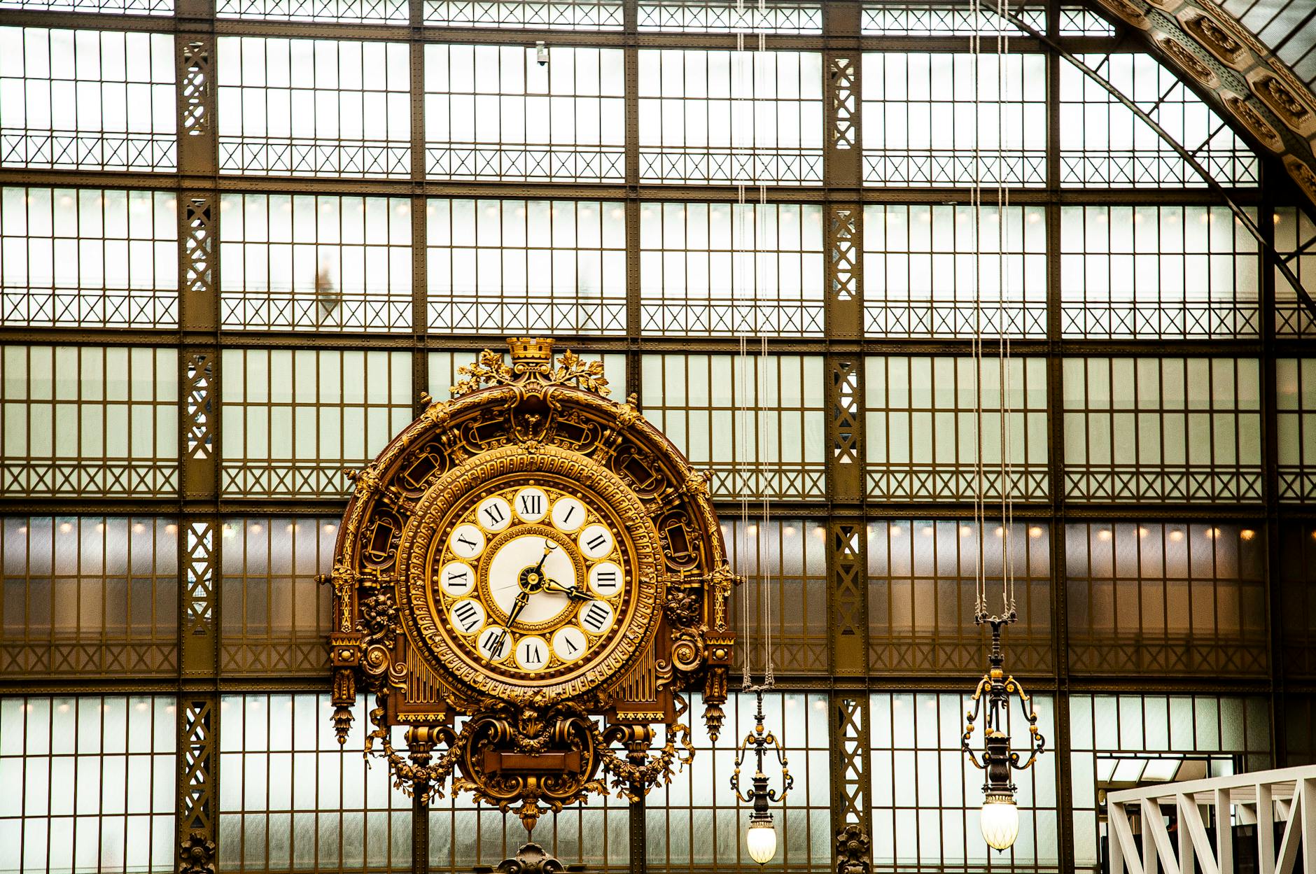 Gilded clock inside the Musee d'Orsay
