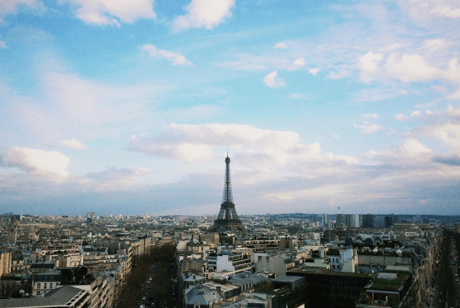 Aerial view of Paris with the Eiffel Tower