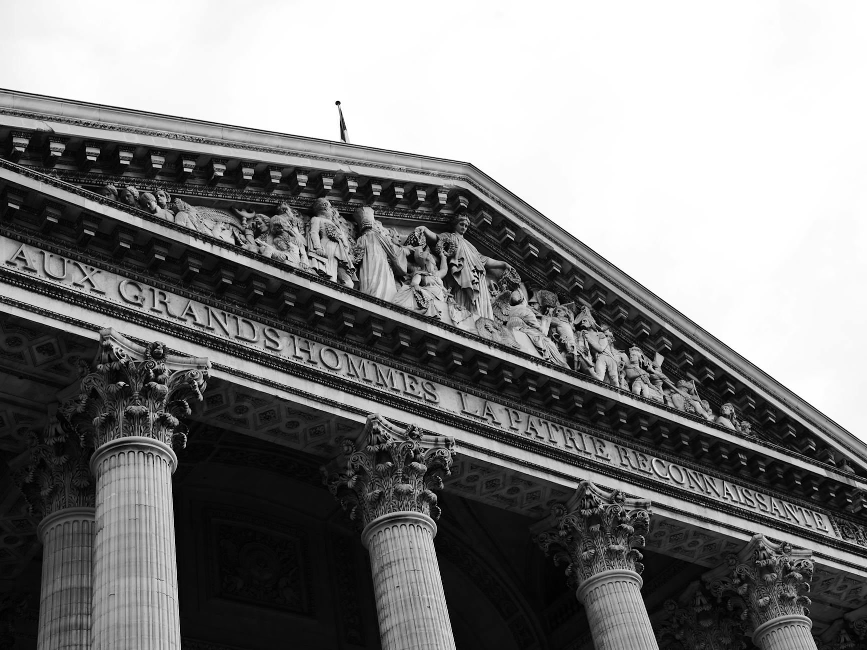 The Pantheon facade in Paris Latin Quarter