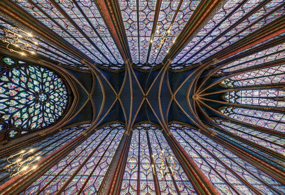 Stained glass ceiling of Sainte-Chapelle in Paris