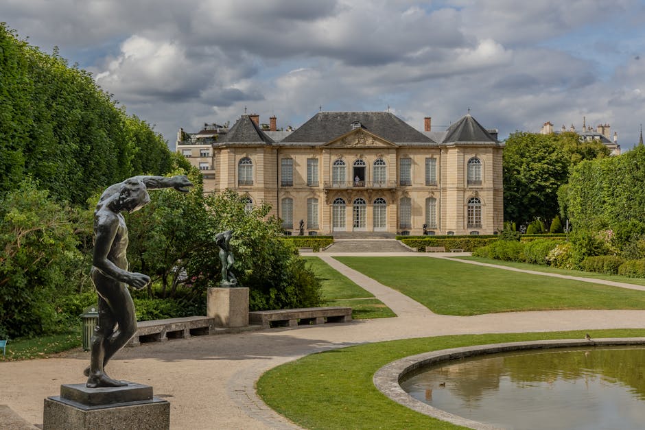 Garden of the Musee Rodin with historic mansion