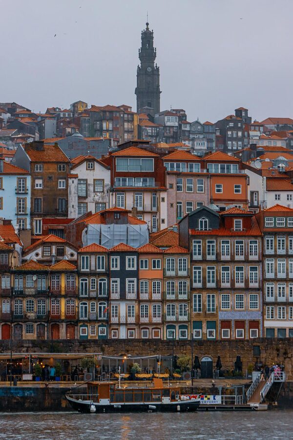 Colorful buildings of Porto Ribeira district along the Douro River