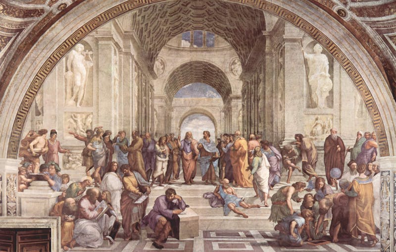 Raphael famous School of Athens fresco painting in the Vatican Museums Raphael Rooms