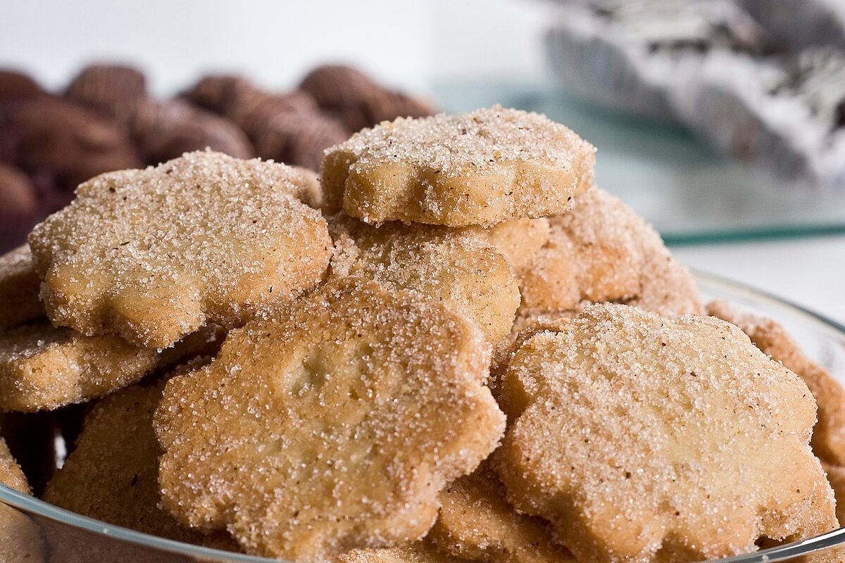 Wrapped polvorones and mantecados Spanish shortbread cookies from Estepa in colorful packaging