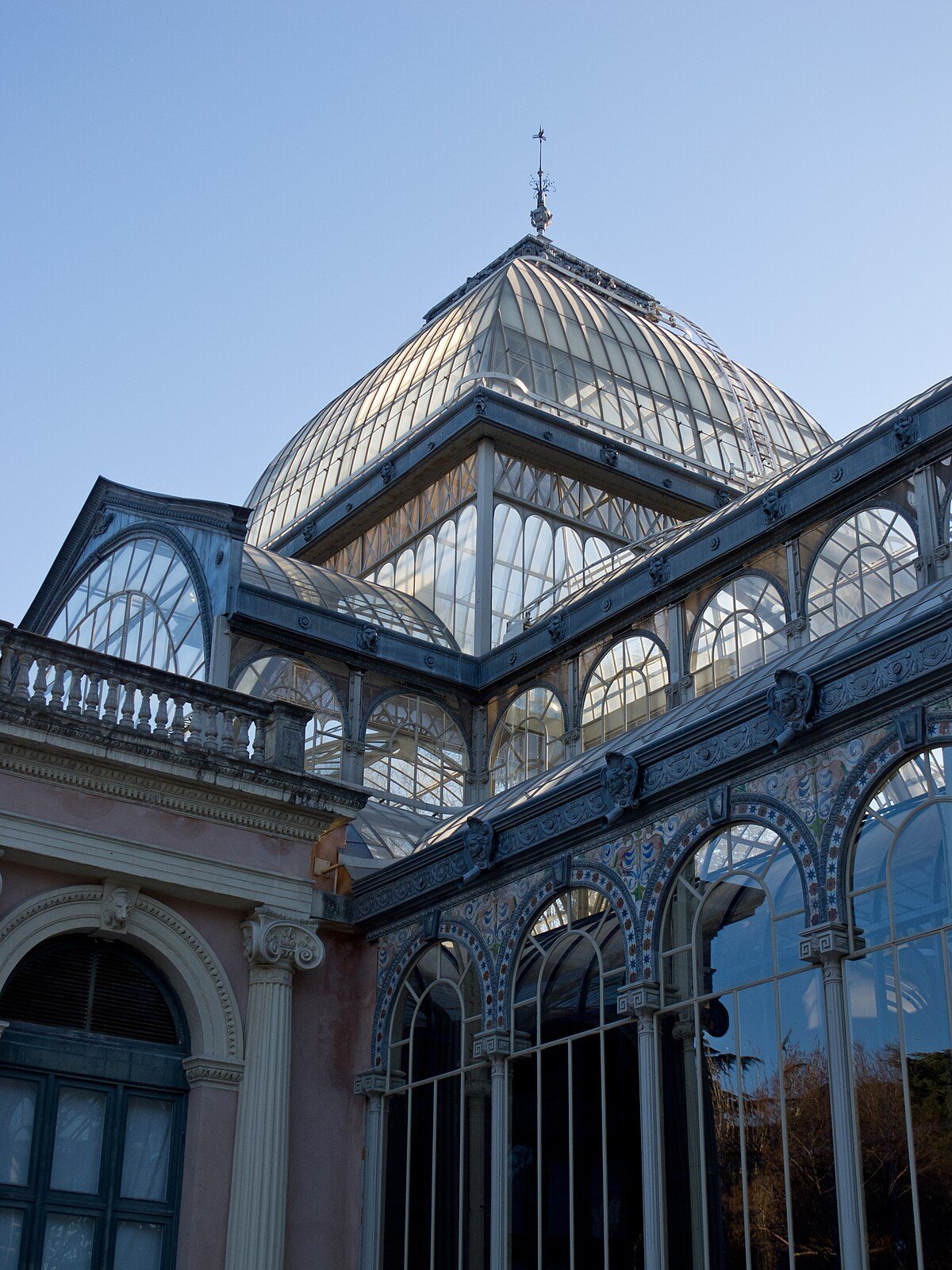 Interior view of the Crystal Palace glass structure Retiro Park Madrid
