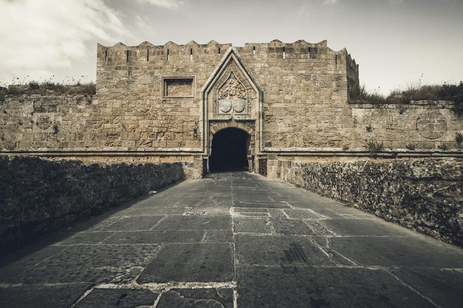 Stone gate of Rhodes medieval castle