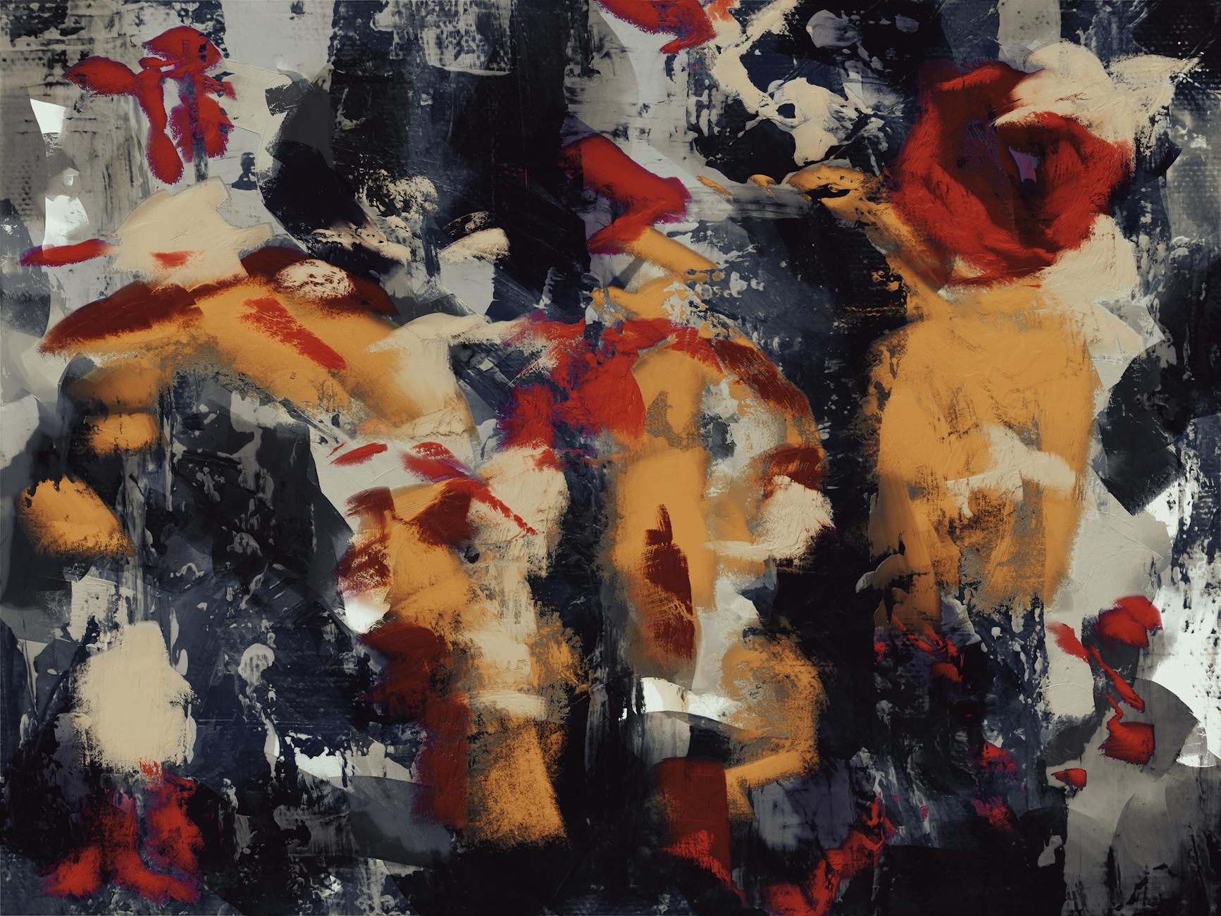 Abstract expressionist artwork with bold brushstrokes