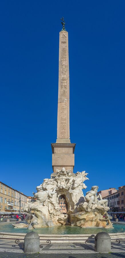 Bernini Fountain of the Four Rivers with obelisk in Piazza Navona Rome