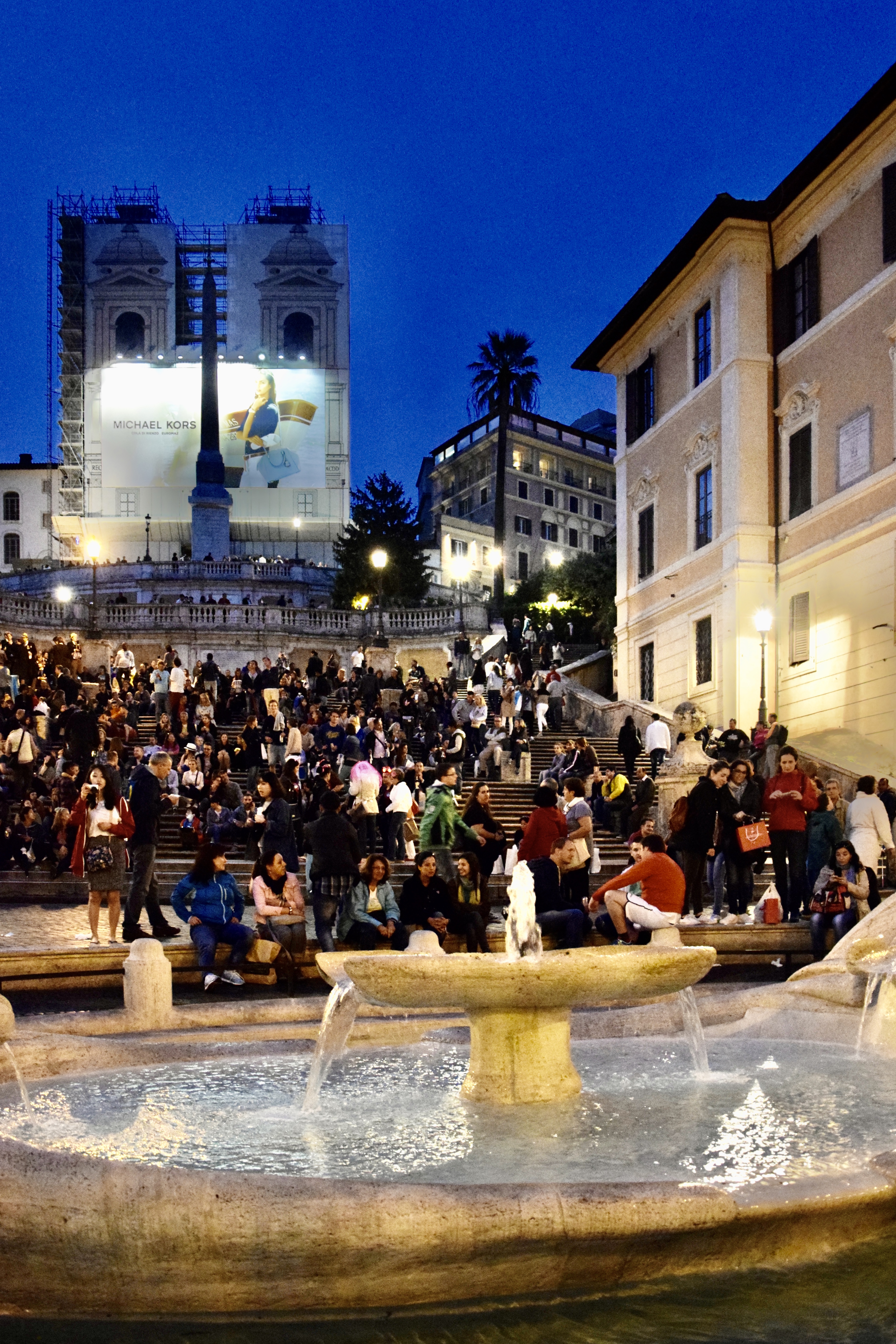 The Spanish Steps in Rome with travelers