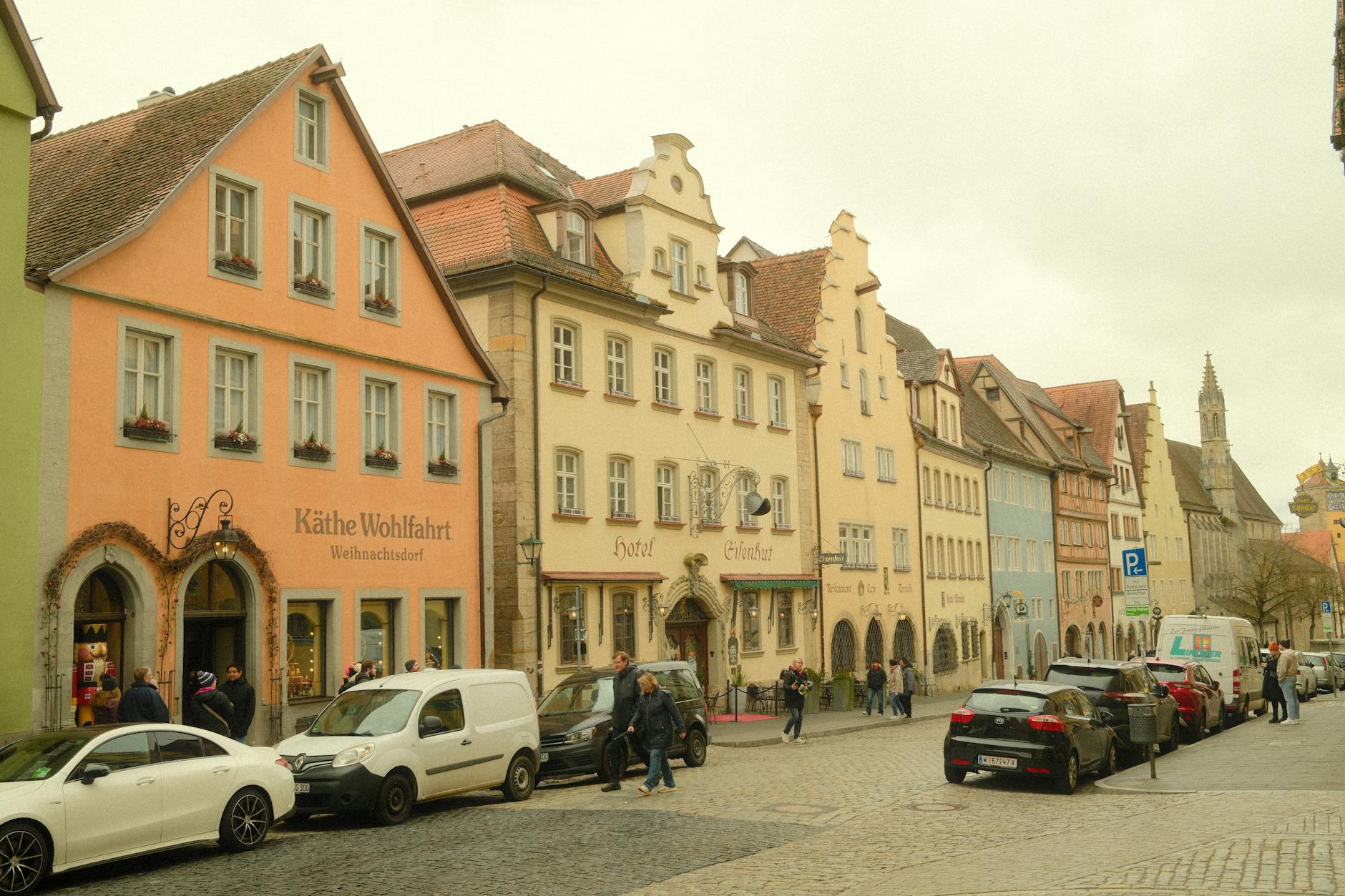 Historic buildings in Rothenburg ob der Tauber with traditional German architecture