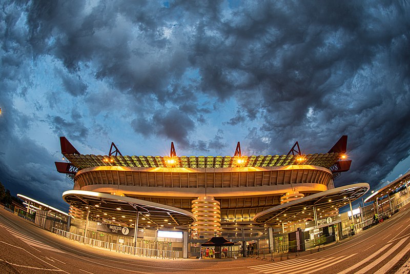 Panoramic exterior of Stadio Giuseppe Meazza San Siro