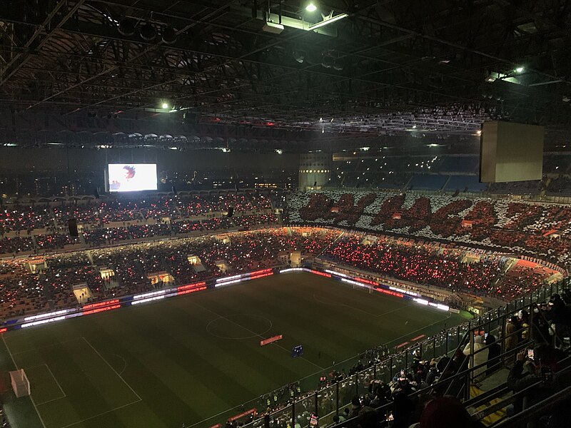 San Siro Stadium before AC Milan versus Napoli match