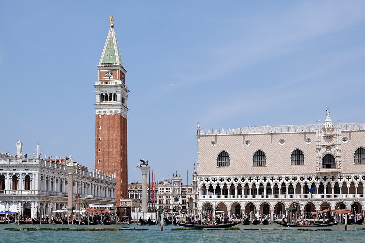 View of Piazza San Marco and Venice skyline from Giudecca Canal
