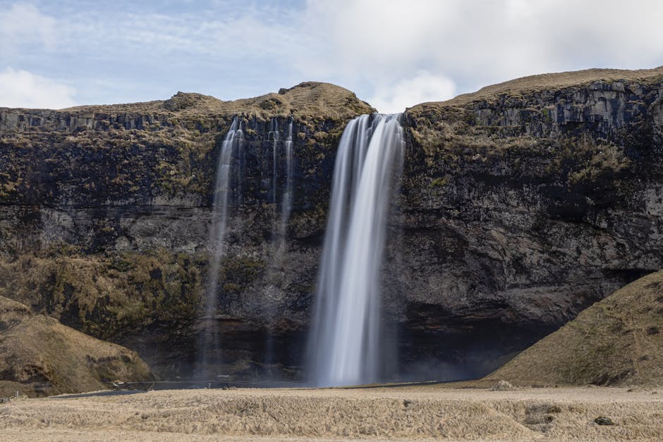 Scenic waterfall in Iceland landscape
