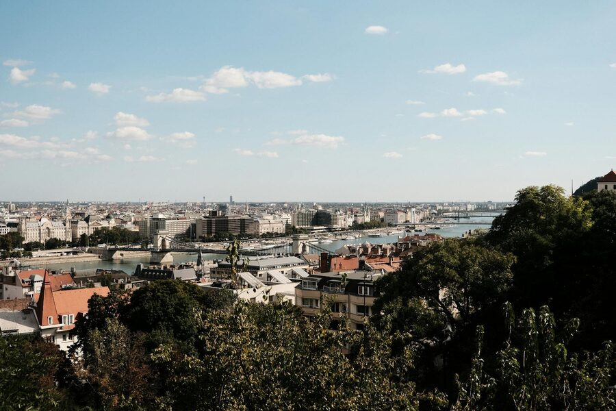 Scenic view of Budapest with the Danube River and historic buildings