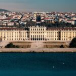 Aerial view of Schonbrunn Palace and its gardens in Vienna Austria