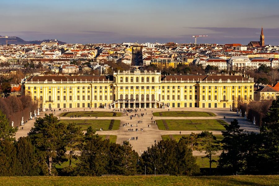 Yellow baroque facade of Schönbrunn Palace