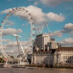 London Eye and South Bank buildings along the River Thames