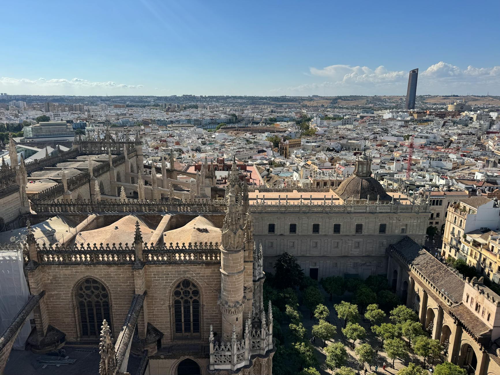 Aerial view of Seville Cathedral and cityscape
