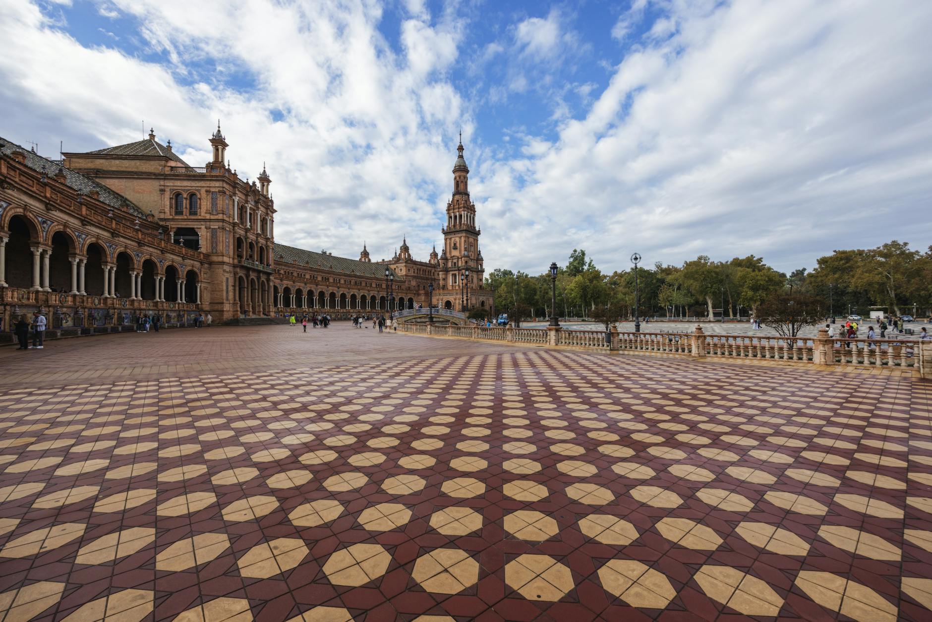 Ceramic tile alcoves at Plaza de Espana in Seville showing provincial decorations