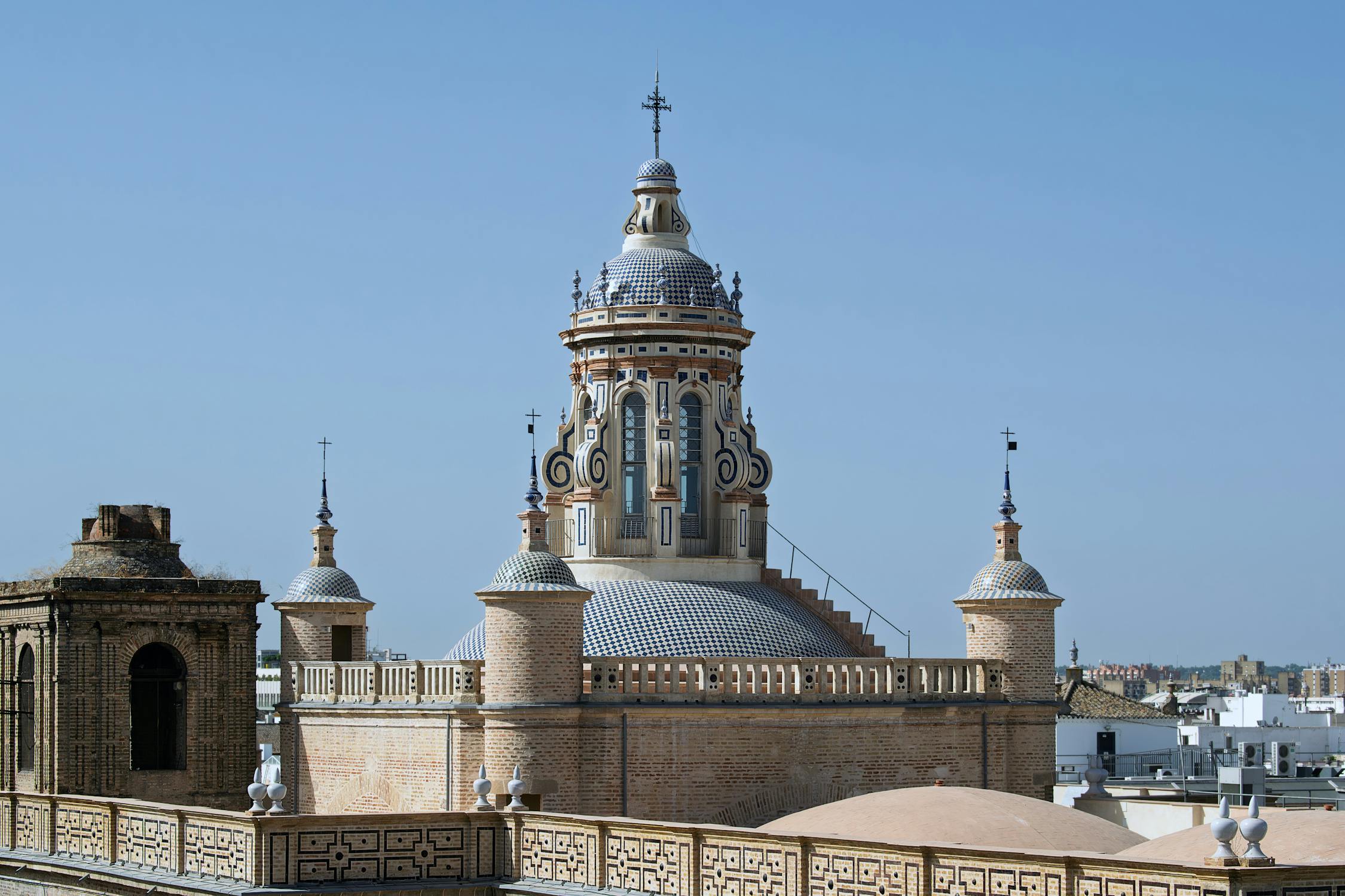 Ornate dome of a historic building in Seville Spain