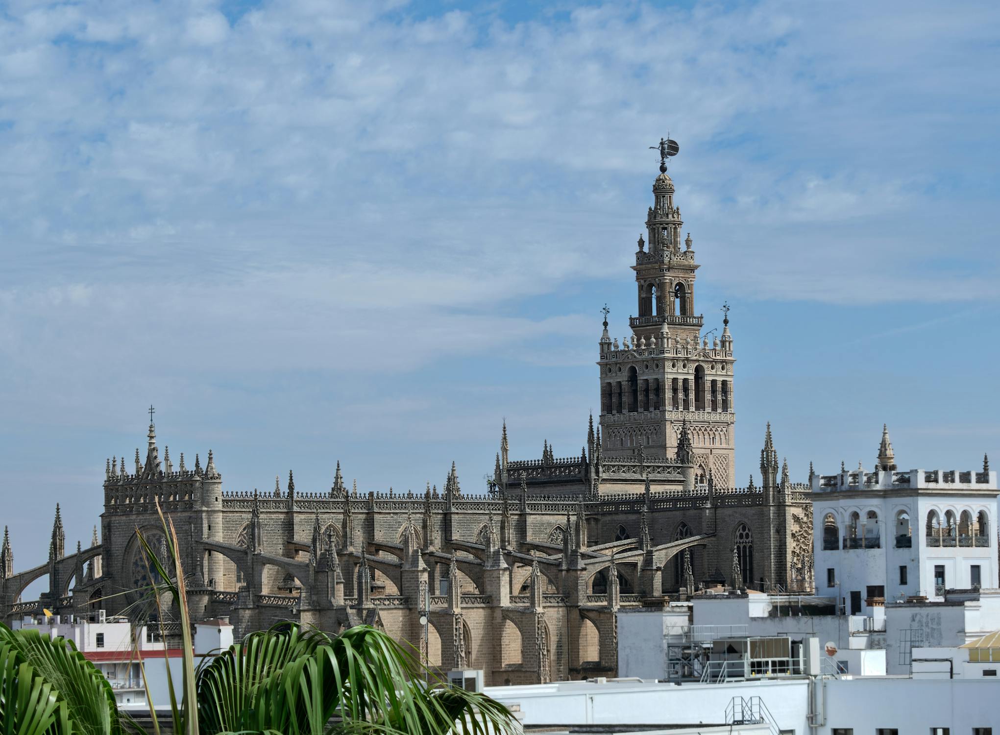 The Giralda Tower and Seville Cathedral on a sunny day in Andalucia Spain