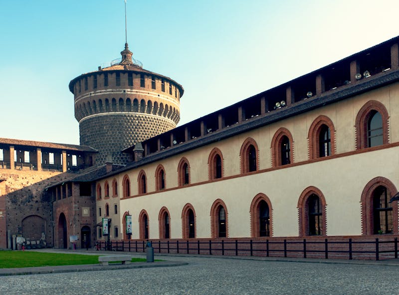The Sforza Castle in Milan showing its Renaissance architecture