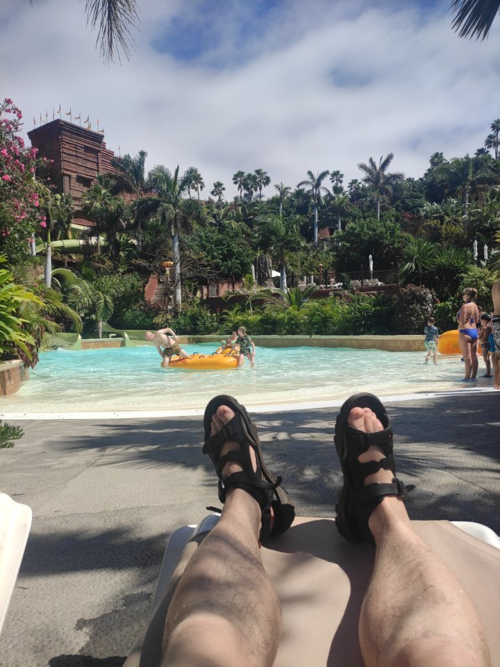Thai-themed water slide structures at Siam Park, Tenerife