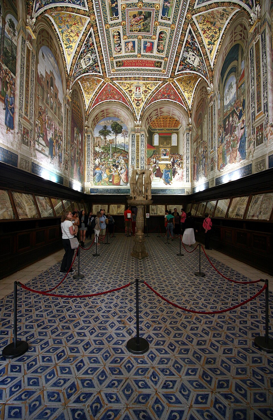 Piccolomini Library inside Siena Cathedral with colorful Renaissance frescoes by Pinturicchio