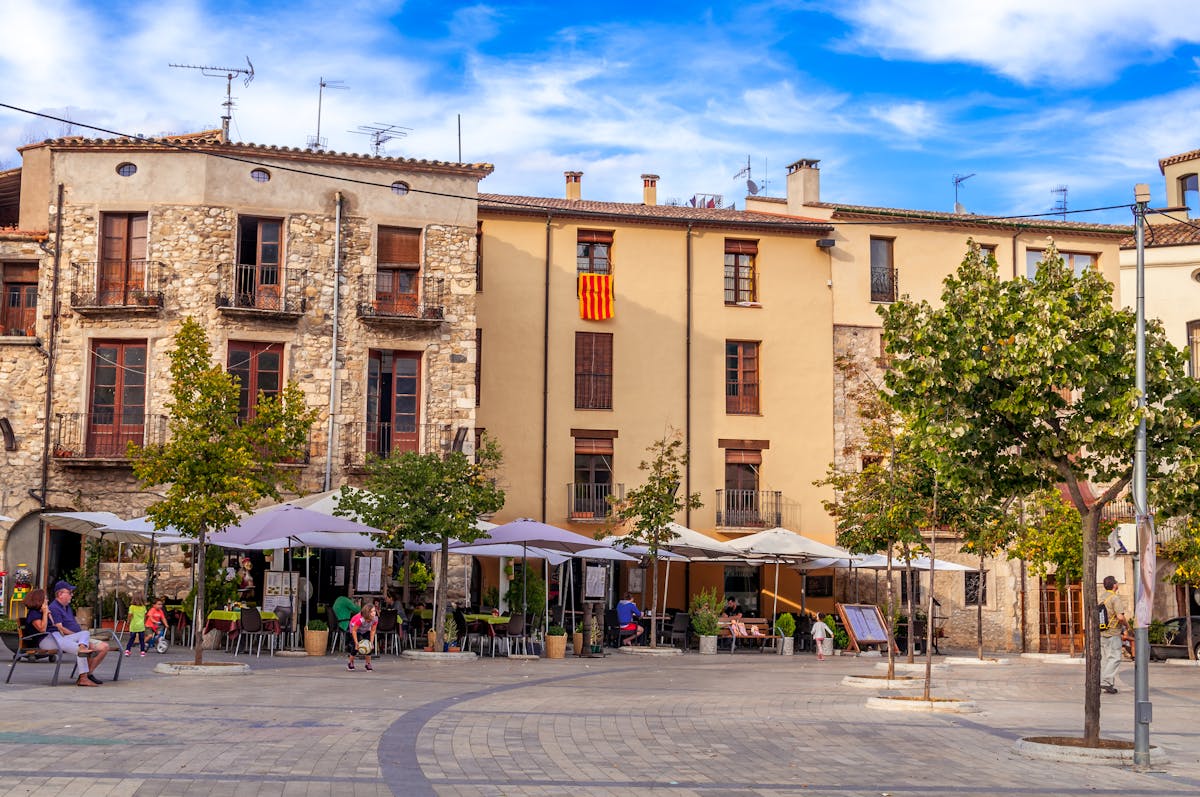 Picturesque square in Spain with historic architecture