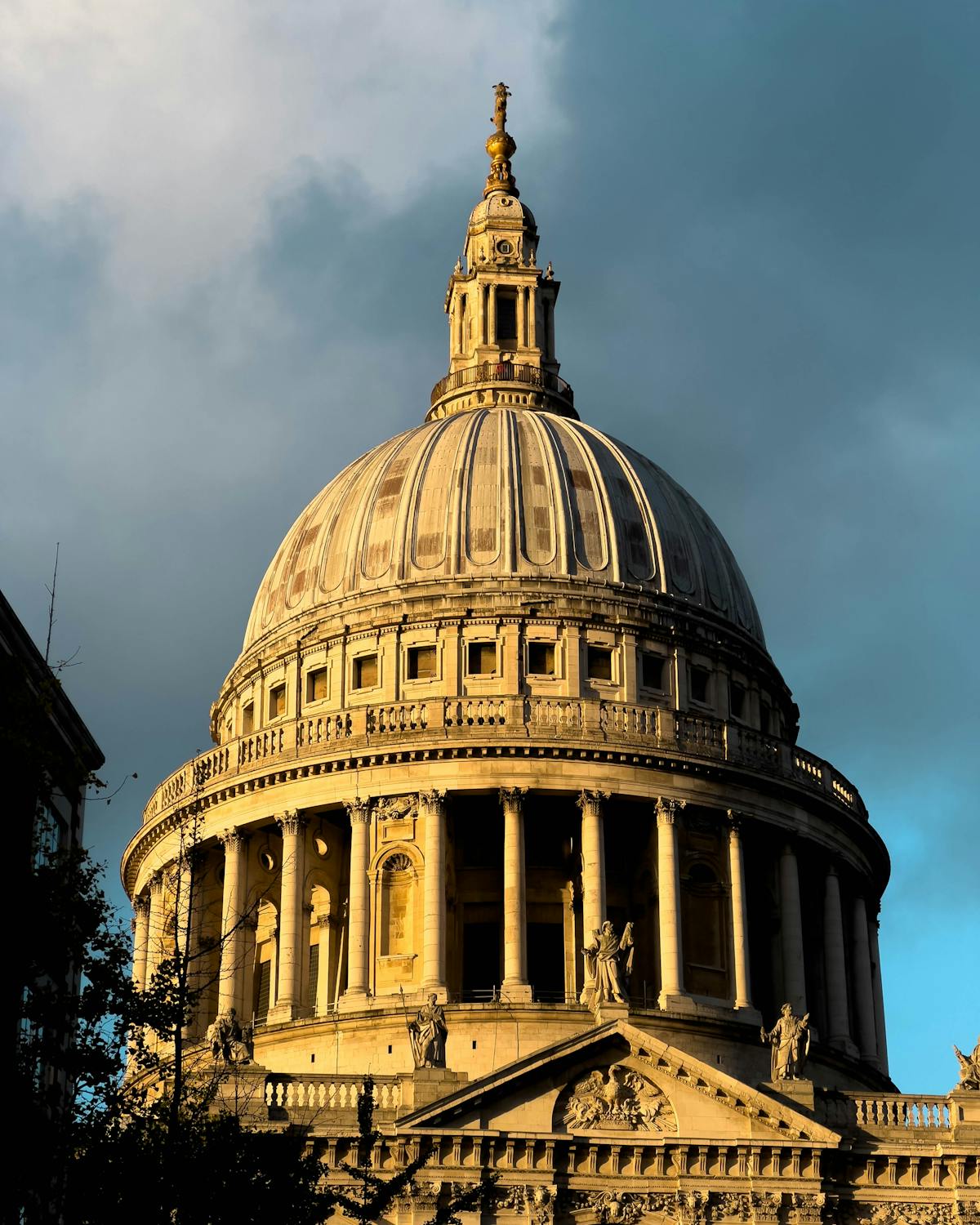 St Paul's Cathedral dome with dramatic sky