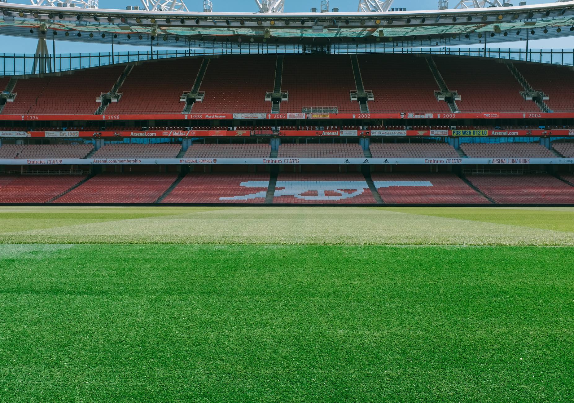 Emirates Stadium football pitch view from upper stands