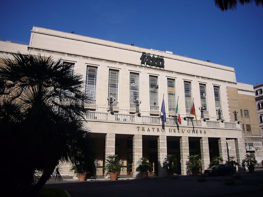 The facade of Teatro dell Opera di Roma in Rome formerly known as Teatro Costanzi