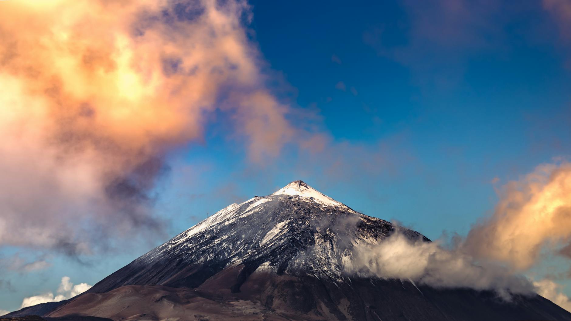 Teide National Park at sunset with dramatic cloud formations
