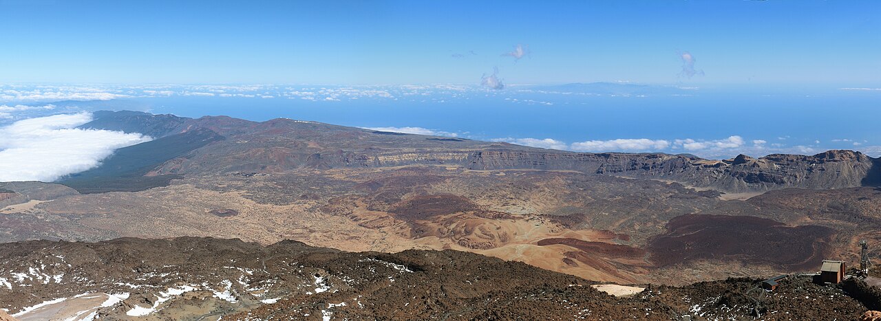 View from Teide caldera rim showing vast volcanic landscape