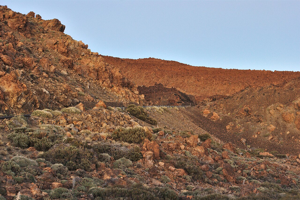 Road through Teide National Park at twilight