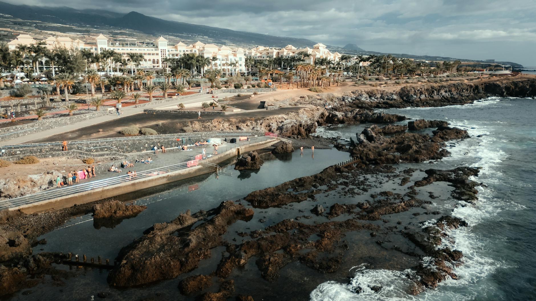 Coastal view of Alcala Canary Islands with rocky shores