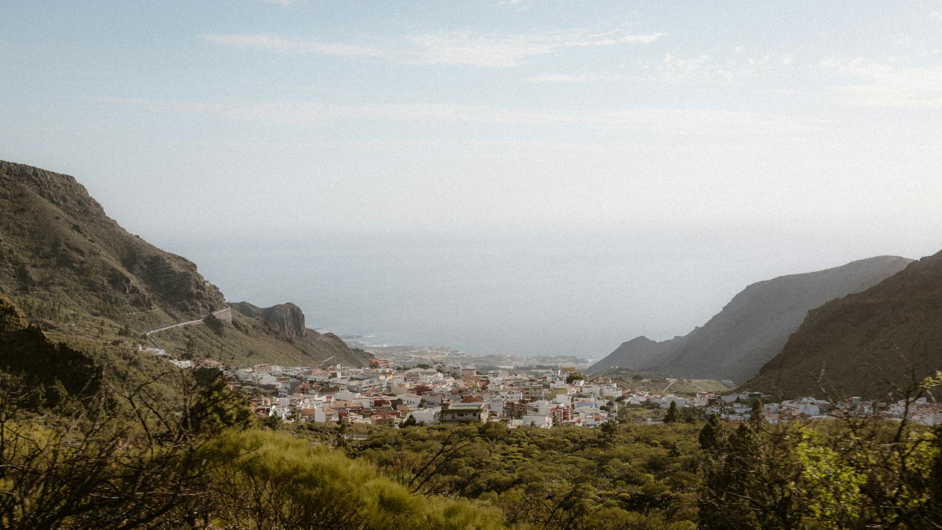 Tenerife landscape with volcanic mountains and Canary Islands scenery