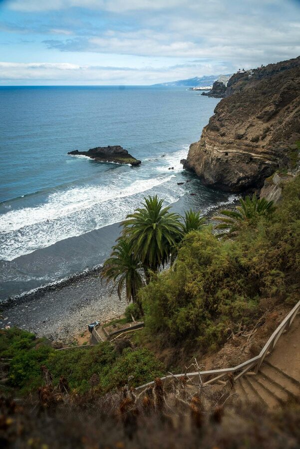 Dramatic rocky cliffs along the coast of Santa Cruz de Tenerife