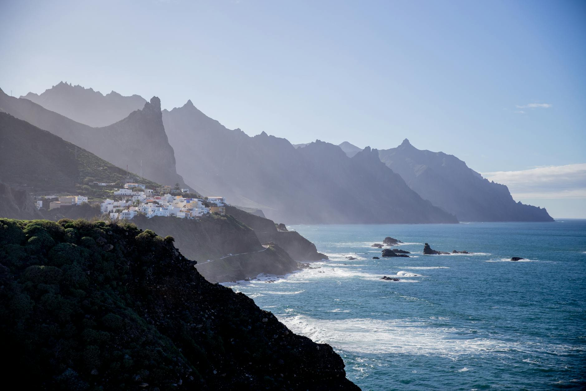 Tenerife island coastline and ocean view from elevated position