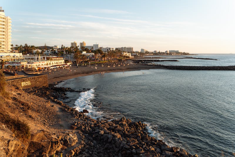 Golden sunset over a beach in the Canary Islands, Tenerife