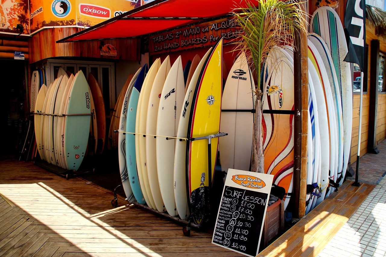 Surfboard in the sea at Tenerife