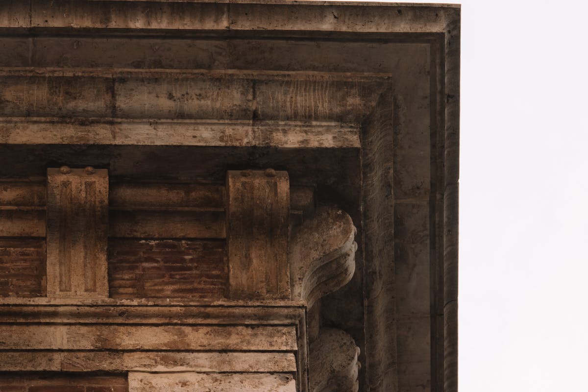 Close-up of ornate architectural detail on a historic building in Valencia